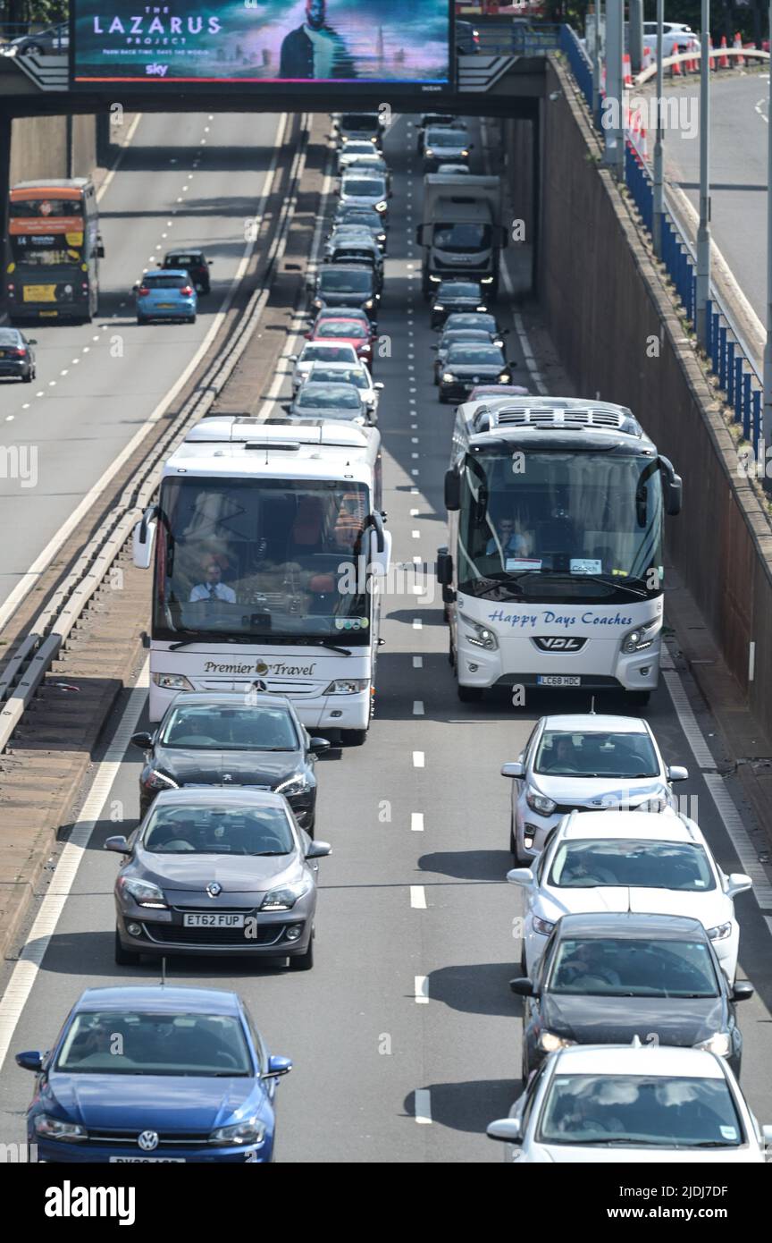 A38M Aston Expressway, Birmingham, England, June 21st 2022. Commuters ...