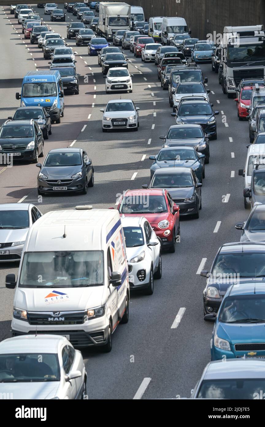 A38M Aston Expressway, Birmingham, England, June 21st 2022. Commuters ...