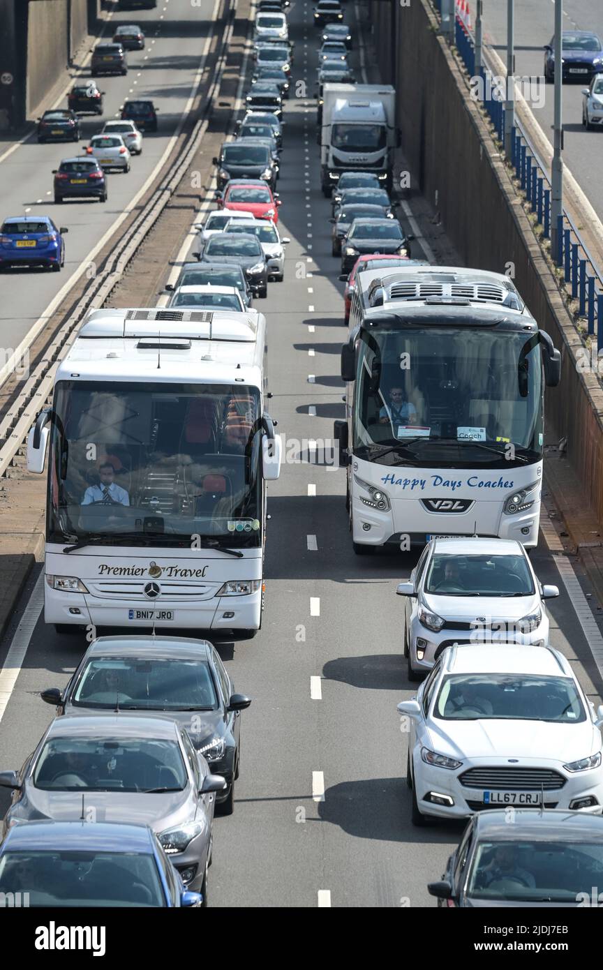 A38M Aston Expressway, Birmingham, England, June 21st 2022. Commuters ...
