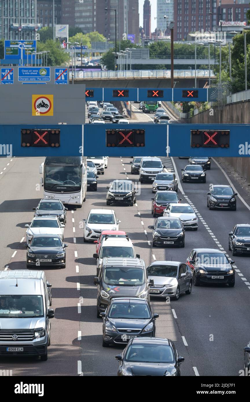 A38M Aston Expressway, Birmingham, England, June 21st 2022. Commuters ...