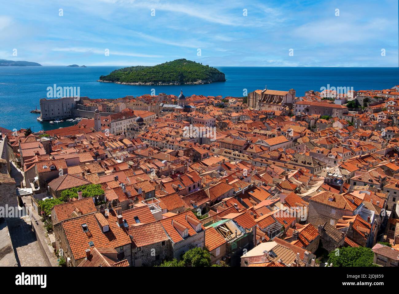 Lokrum Island stands out when looking south from the elevated Old Town ...
