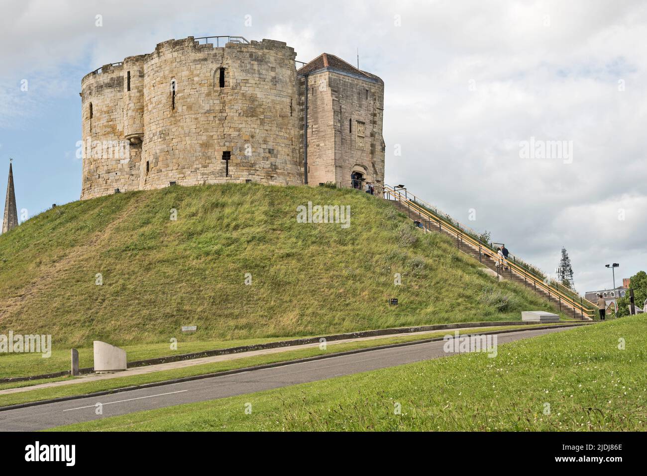 York Castle and mound viewed from ground level, York, England, UK Stock ...