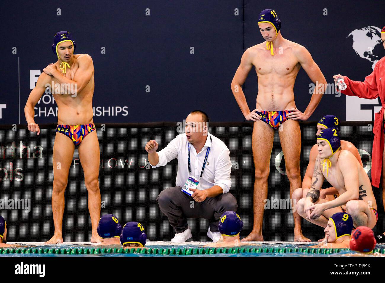 SZEGED, HUNGARY - JUNE 21: Danil Artyukh of Kazakhstan, Sultan Shonzhigitov of Kazakhstan, Yegor ...