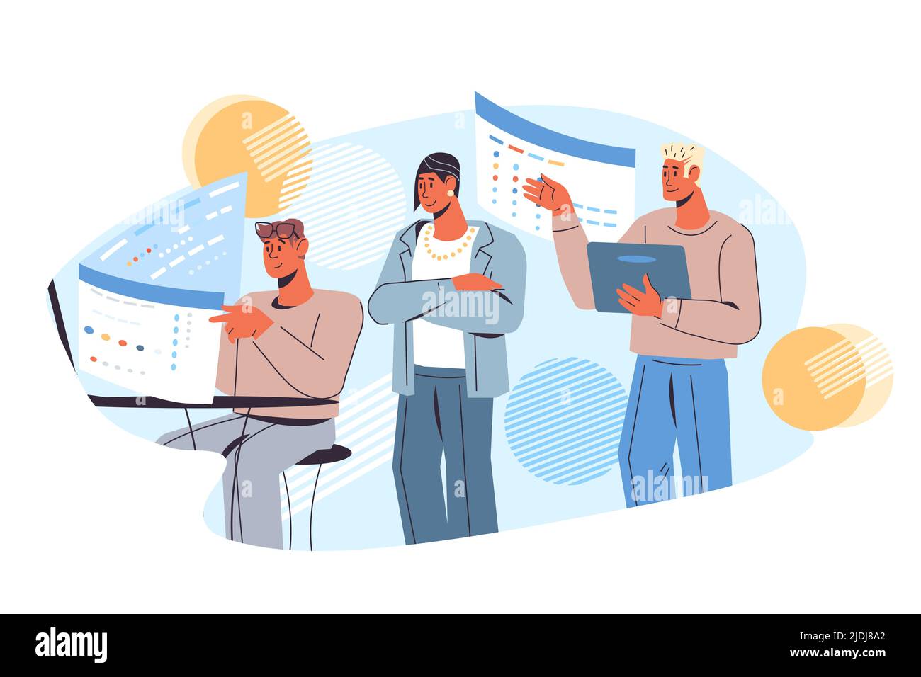 Business intelligence and data analysts team, group of financial ...