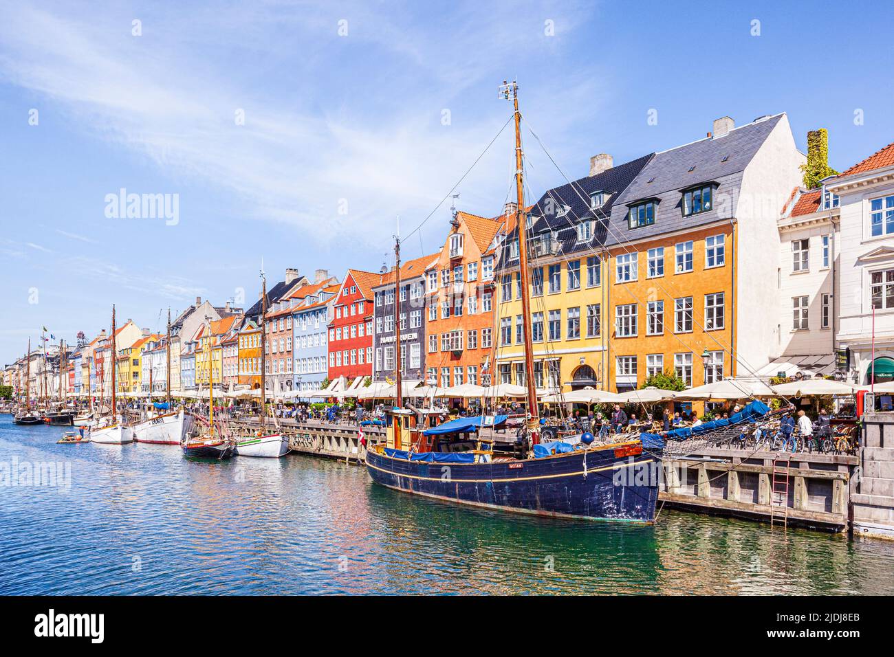 An old fishing boat "Wotan" moored at Nyhavn, the colourful 17th ...