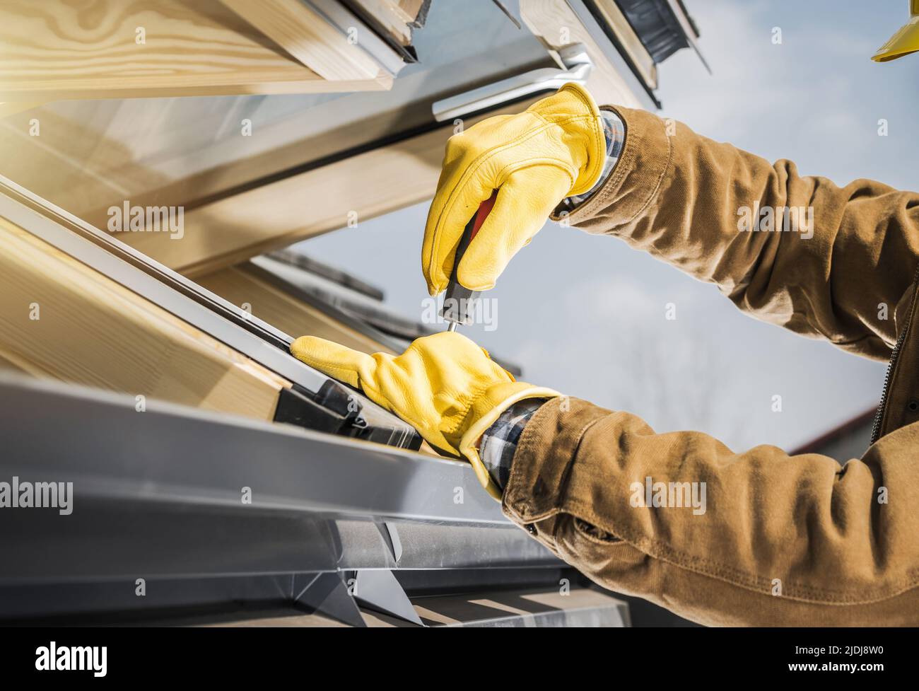 Roof window installation hi-res stock photography and images - Alamy