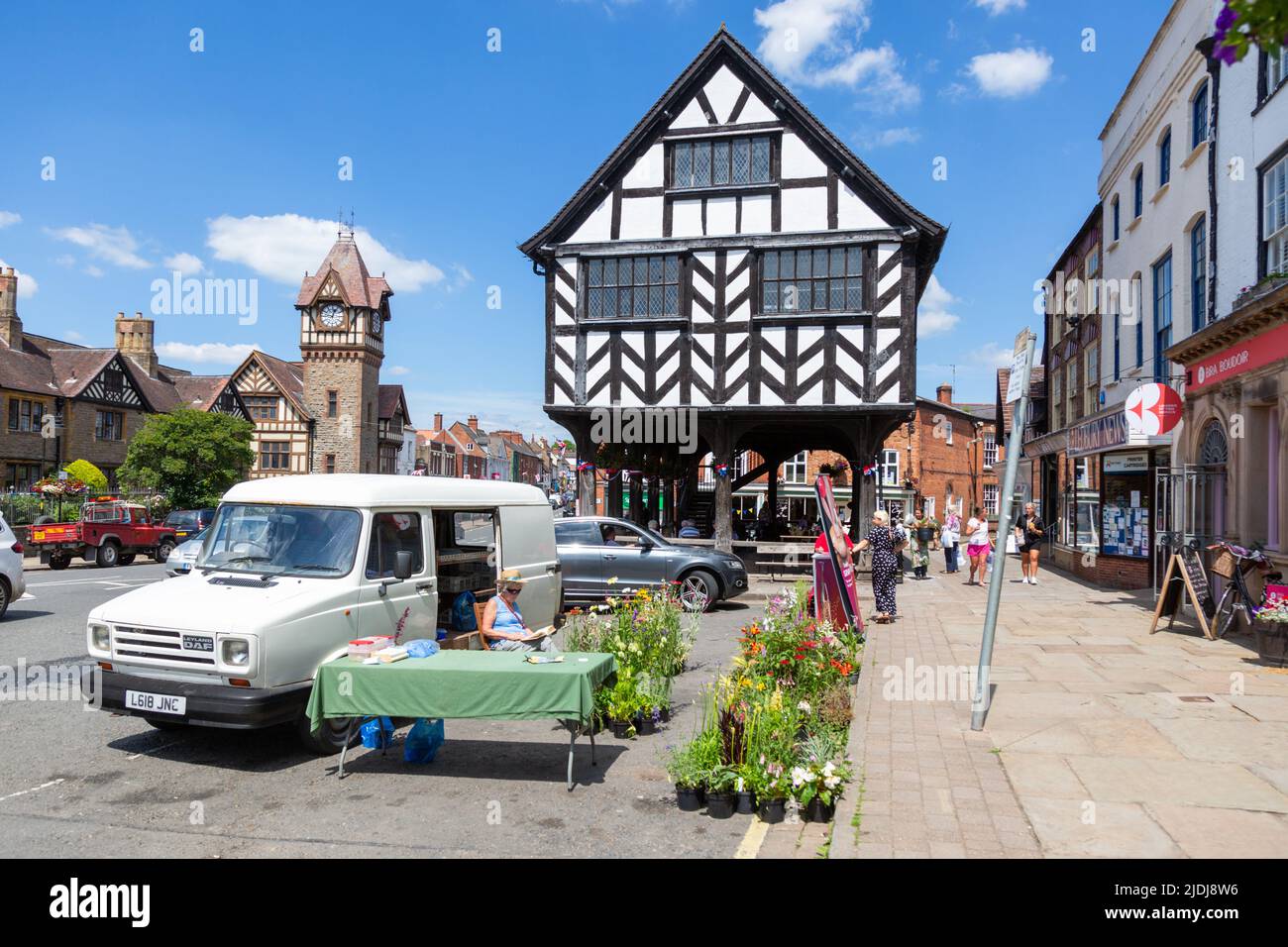 The High Street and market hall, Ledbury, Herefordshire, UK 2022 Stock ...