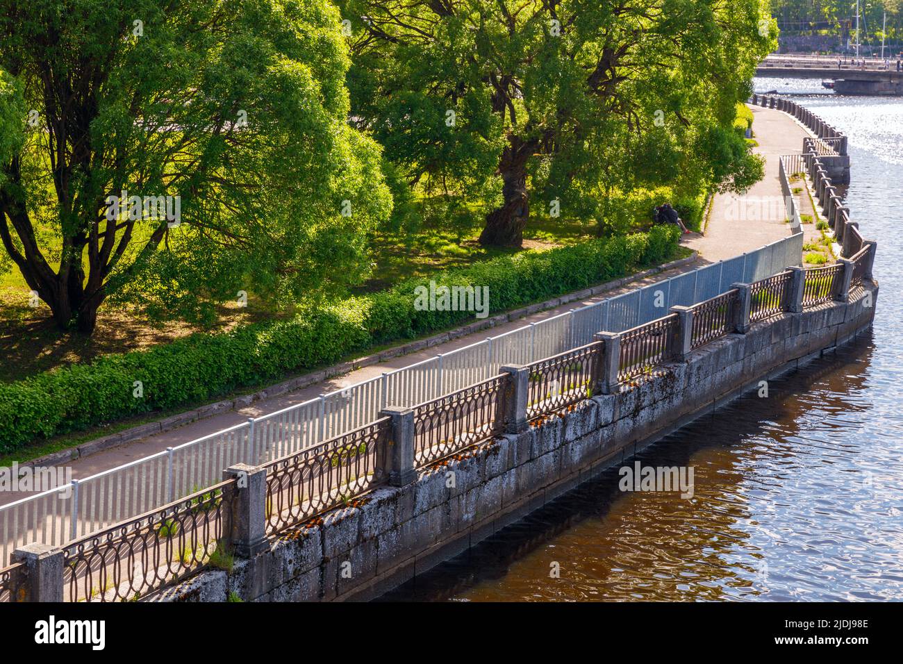 beautiful embankment with willows in summer Stock Photo - Alamy