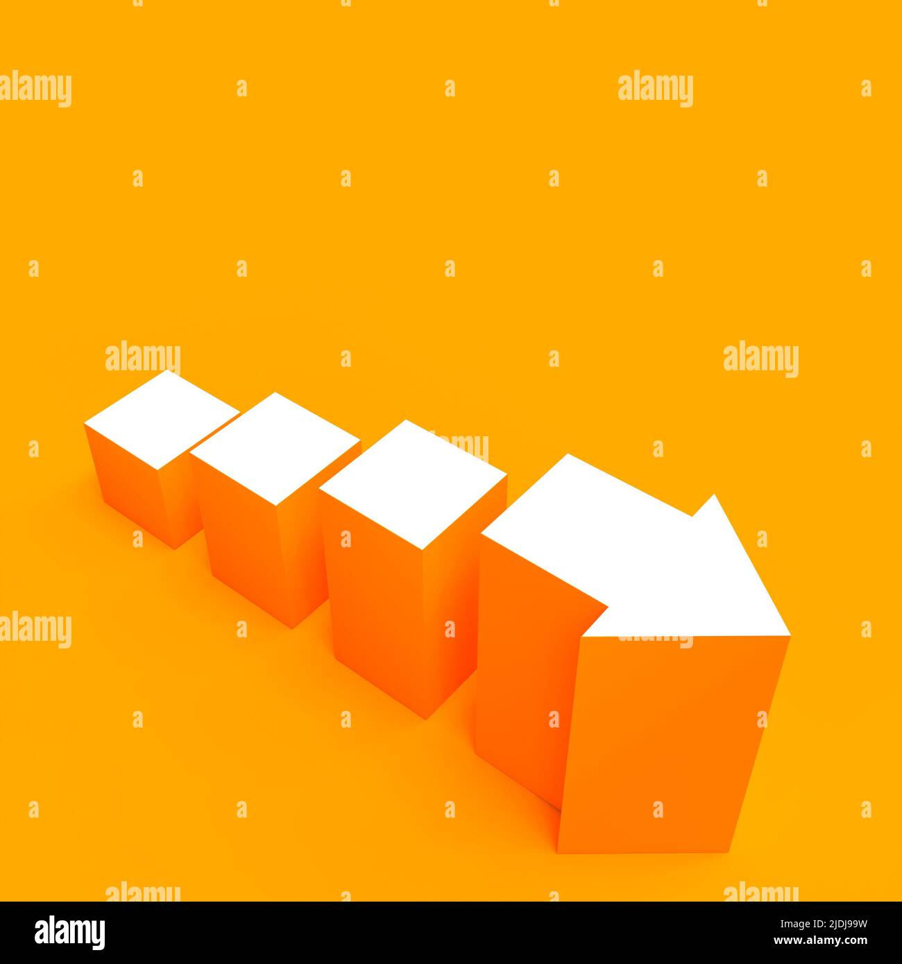 white blocks and arrow on orange background. 3d render Stock Photo - Alamy
