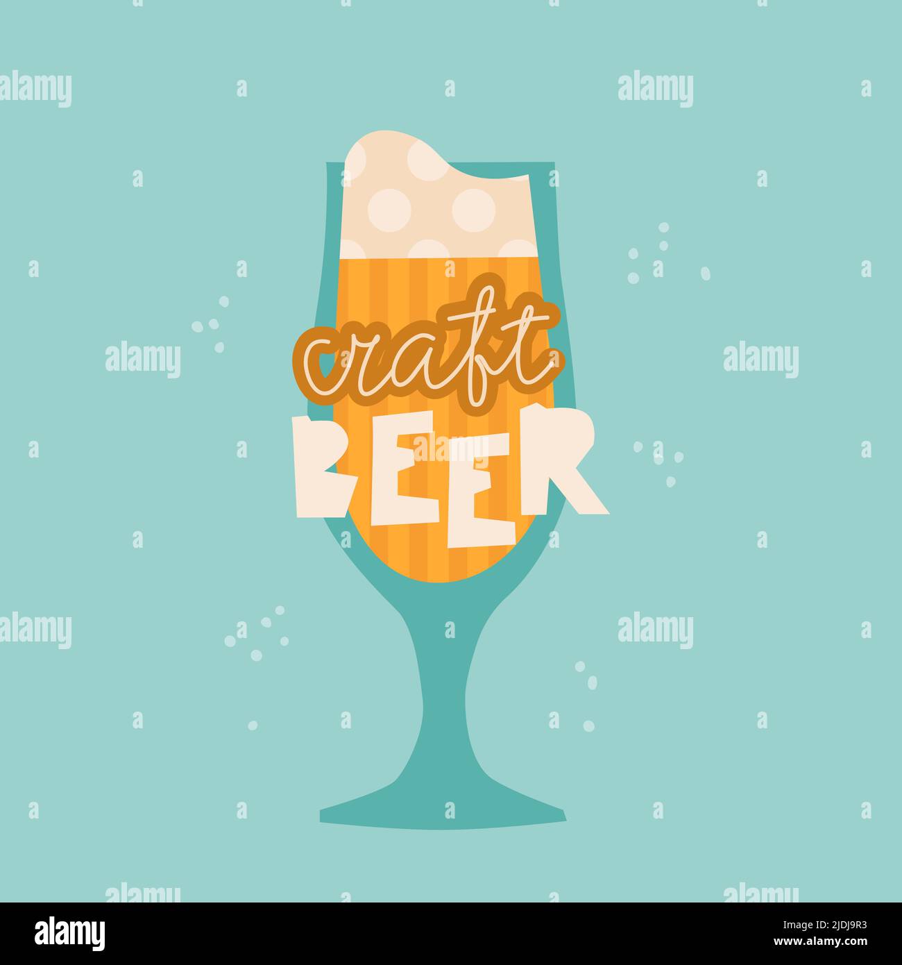 Craft beer lettering. Flat vector illustration of a beer glass. Logo ...