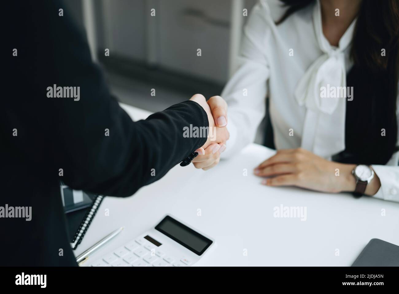 Real estate agent shaking agreement hi-res stock photography and images ...