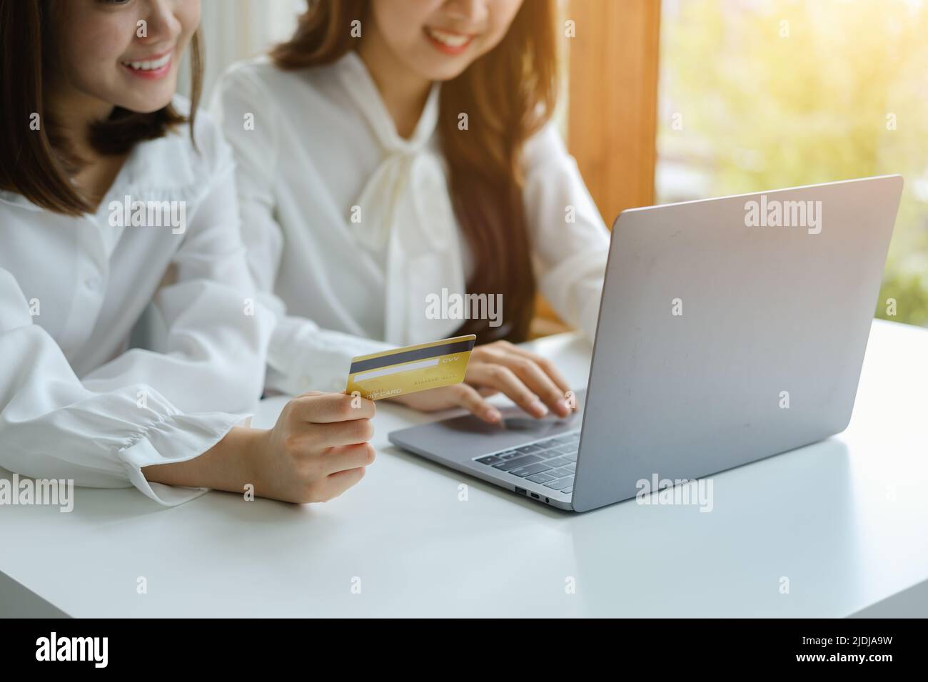 Online Shopping and Internet Payments, Beautiful Asian women are using ...