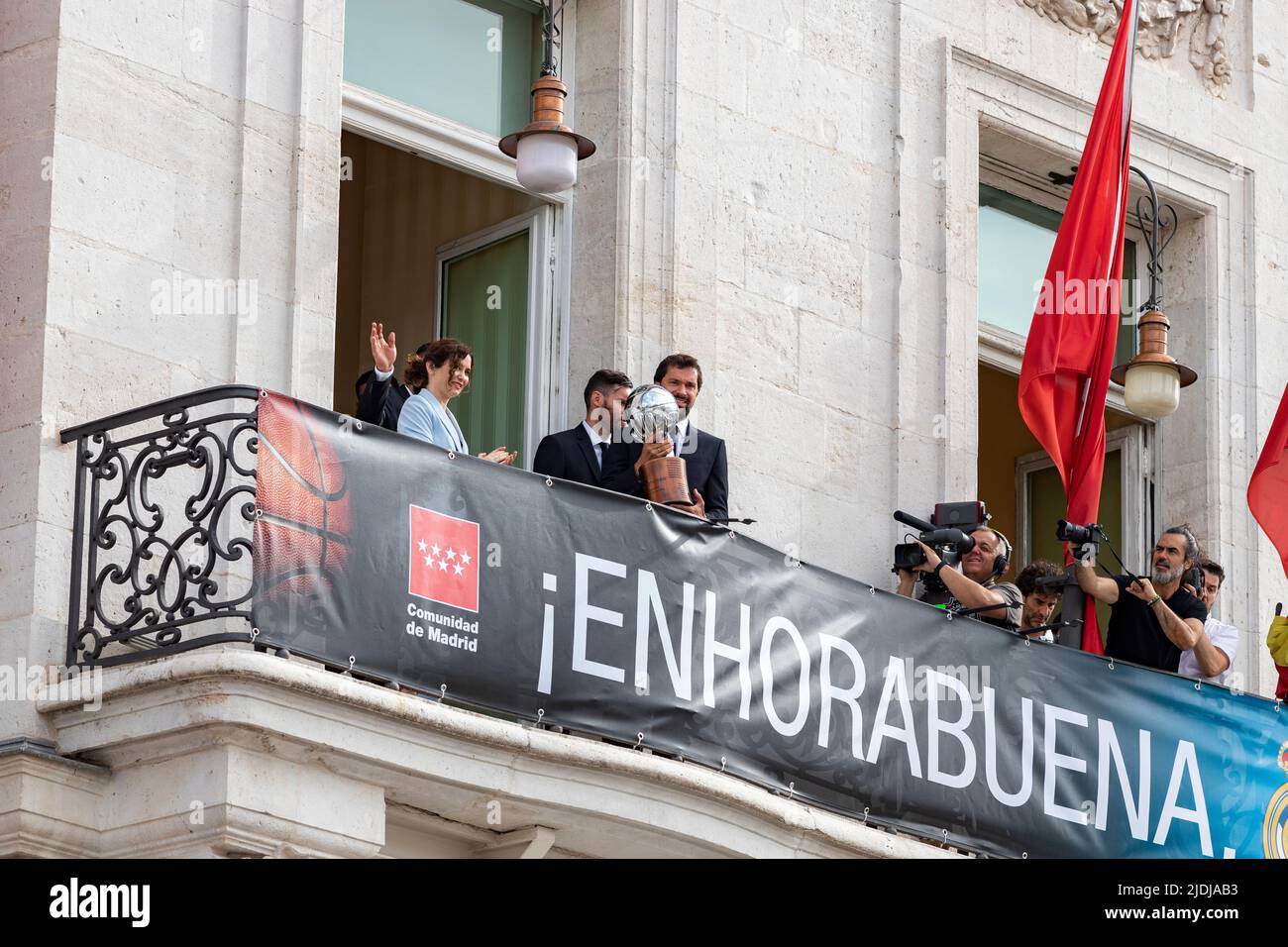 Real Madrid. Celebration. Celebration of the Madrid basketball team in ...