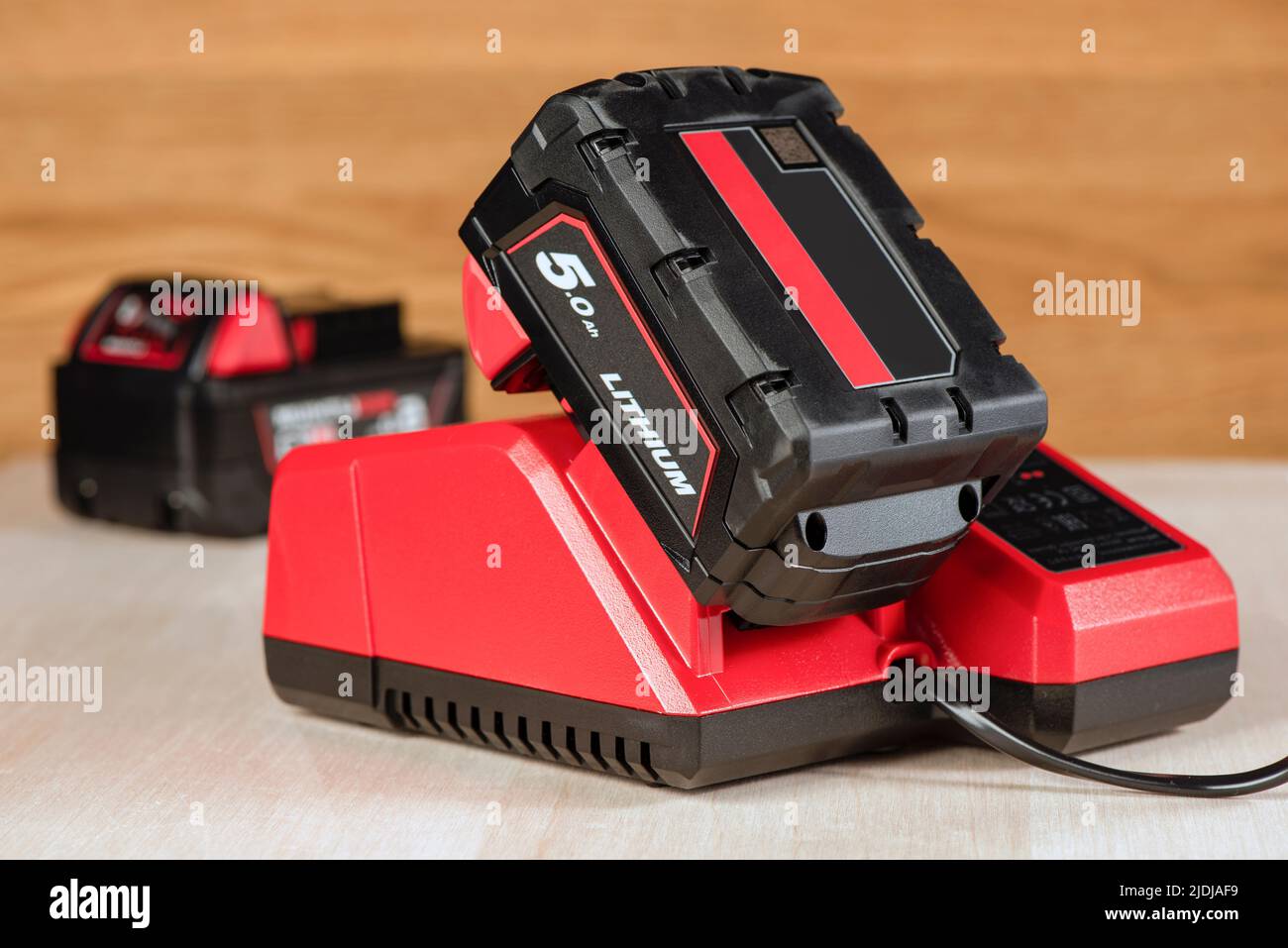 The process of charging a lithium battery from a cordless construction ...