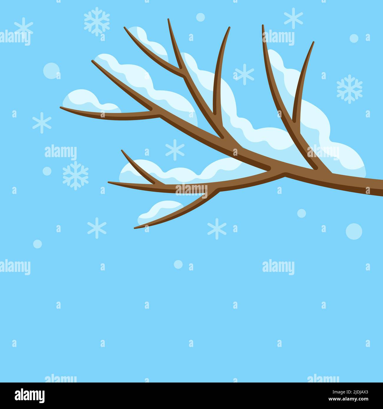 Winter tree branch with snow. Seasonal nature illustration Stock Vector ...