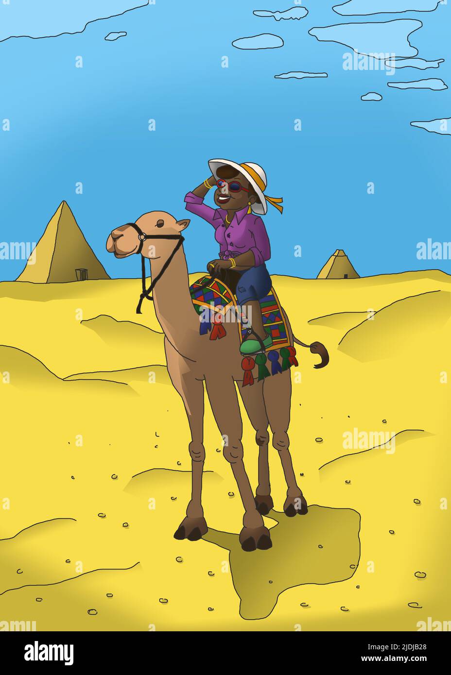 Old woman riding a camel in the desert Stock Photo - Alamy
