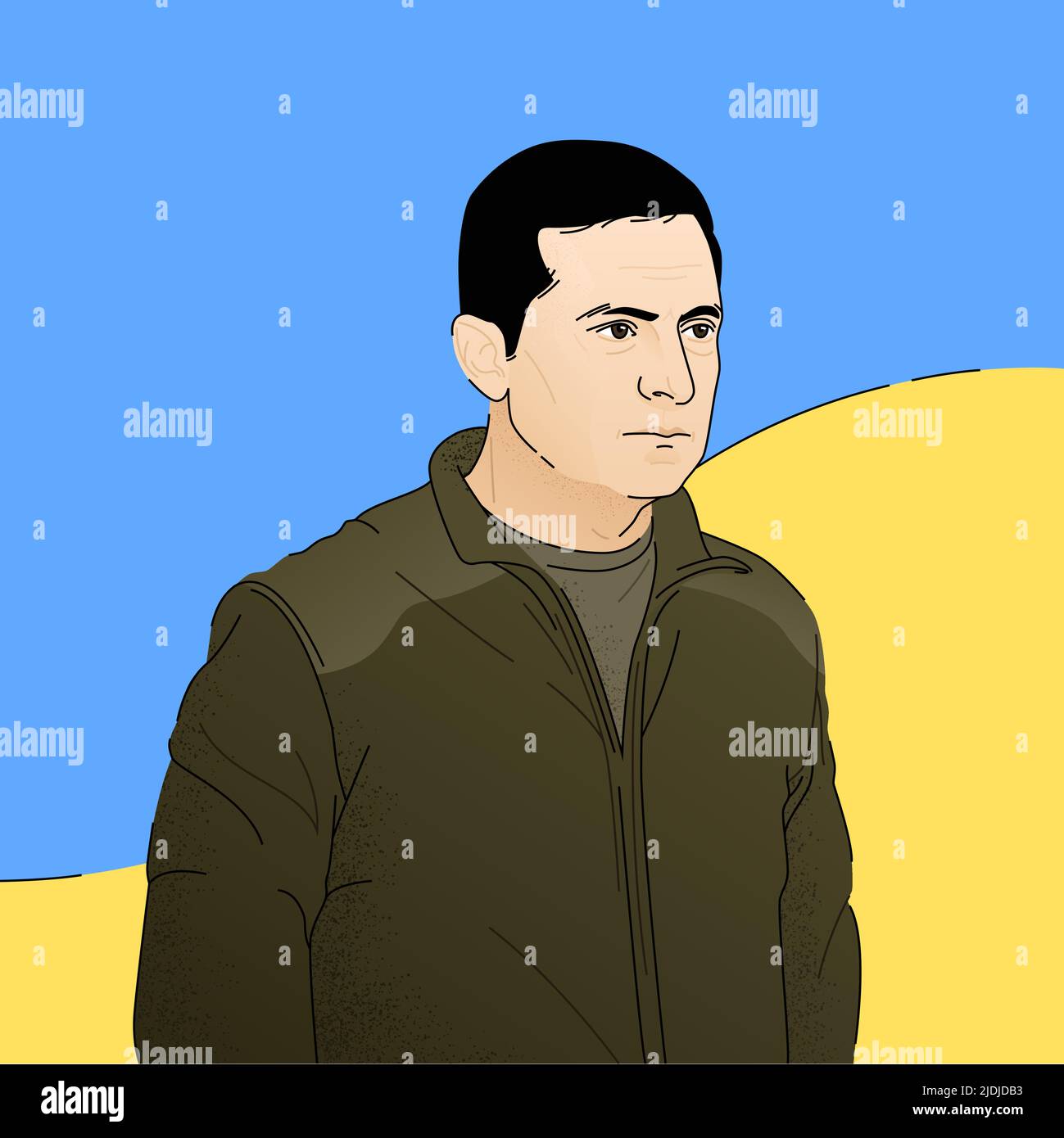 Graphic poster with the President of Ukraine with Ukrainian Flag and ...