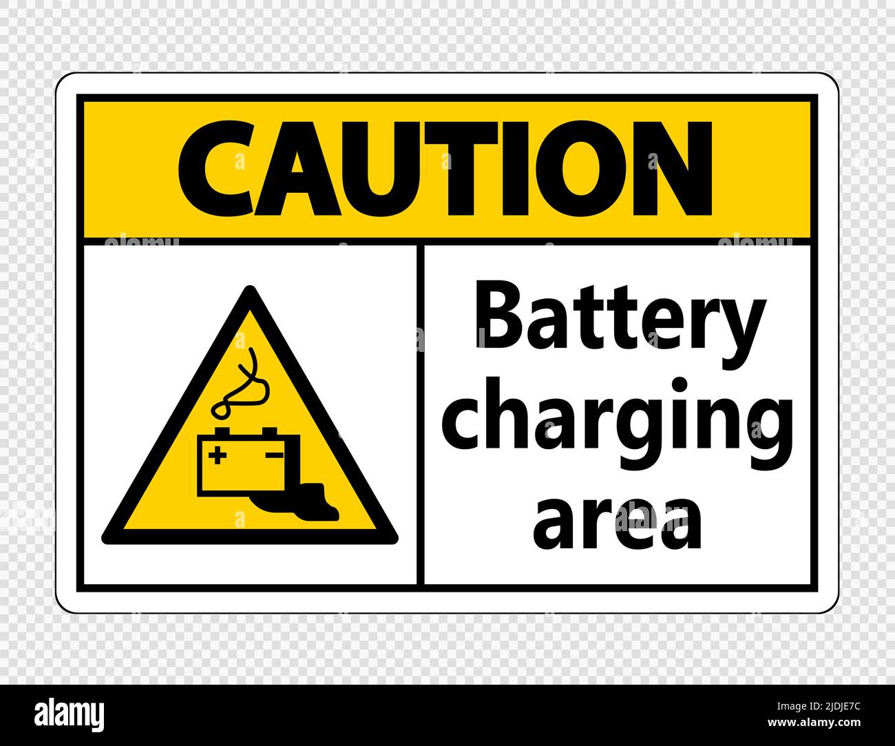 Caution battery charging area Sign on transparent background,vector ...