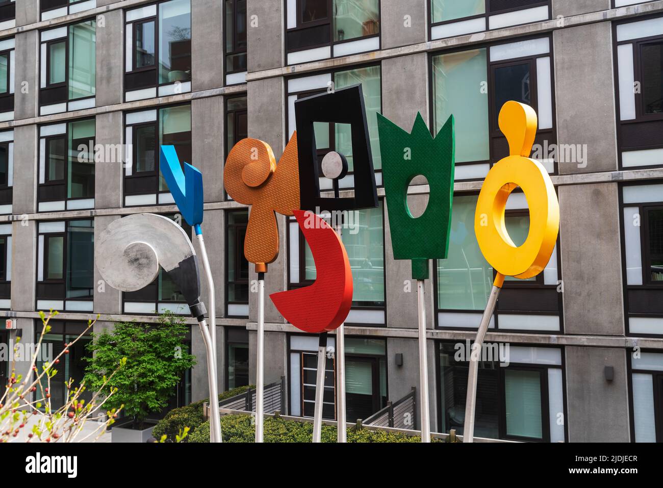 Сolored signs, design, View on Manhattan from The High Line, New York ...