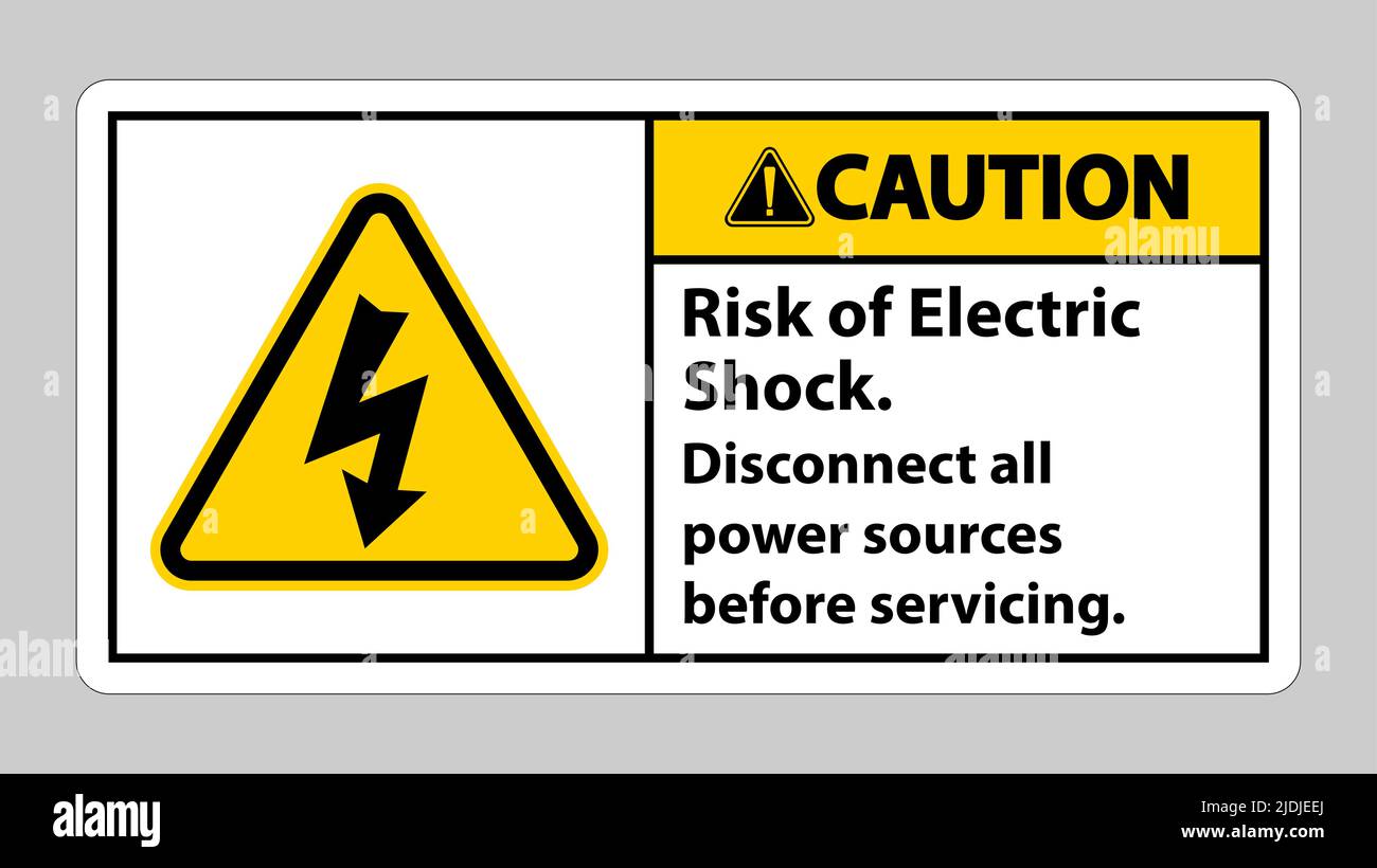 Caution Risk of electric shock Symbol Sign Isolate on White Background ...