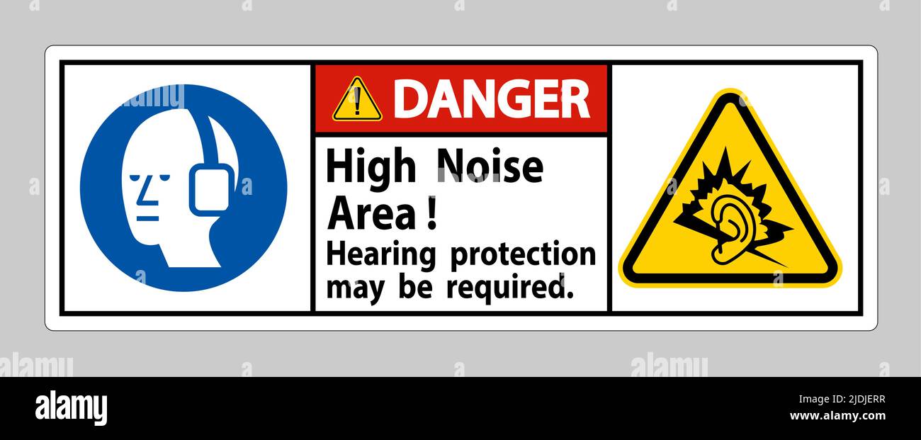 Danger Sign High Noise Area Hearing Protection May Be Required Stock
