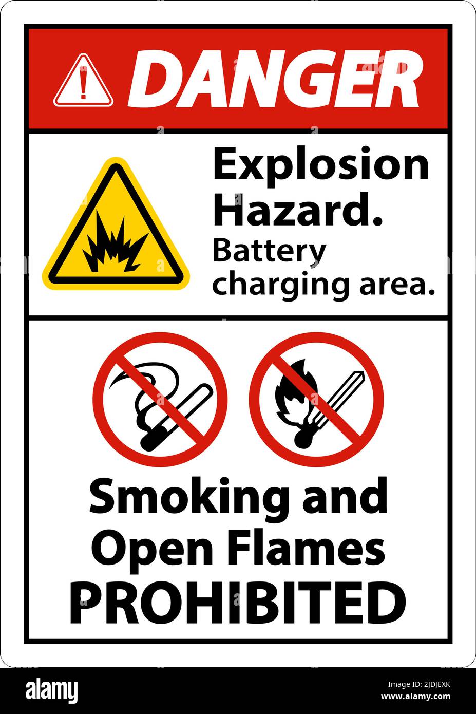 Danger Explosion Hazard Charging Area Sign On White Background Stock ...
