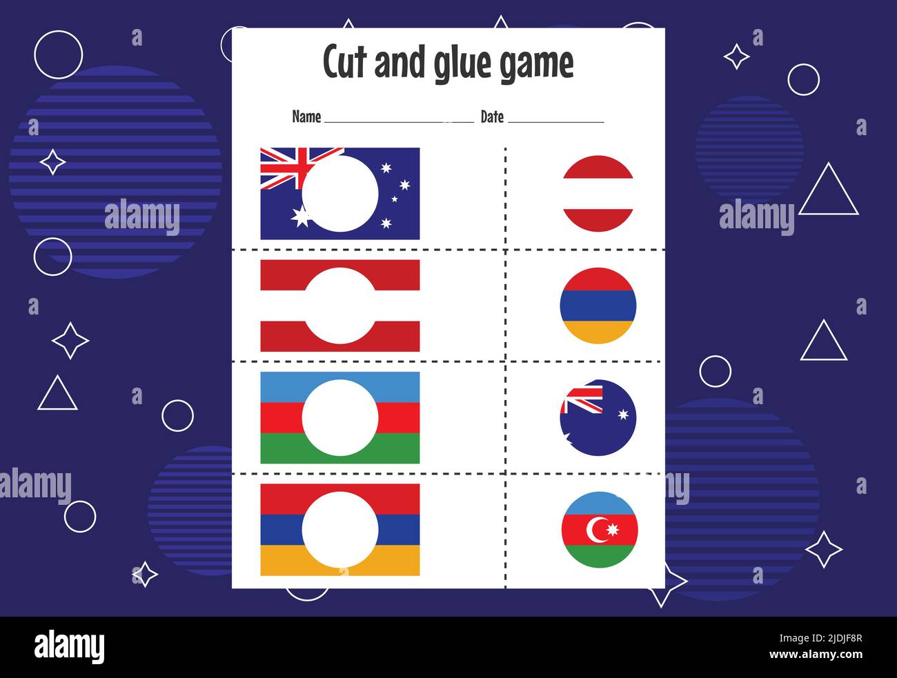 Cut and glue game for kids with country flag. Cutting practice for ...