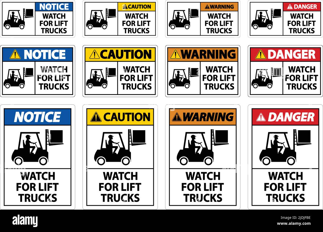 Caution Watch For Lift Trucks Sign On White Background Stock Vector ...