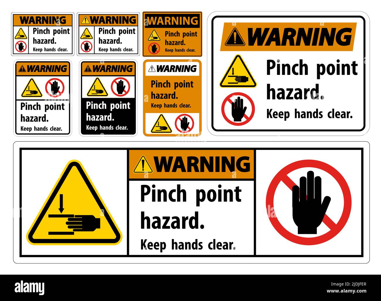 Warning Pinch Point Hazard,Keep Hands Clear Symbol Sign Isolate on ...