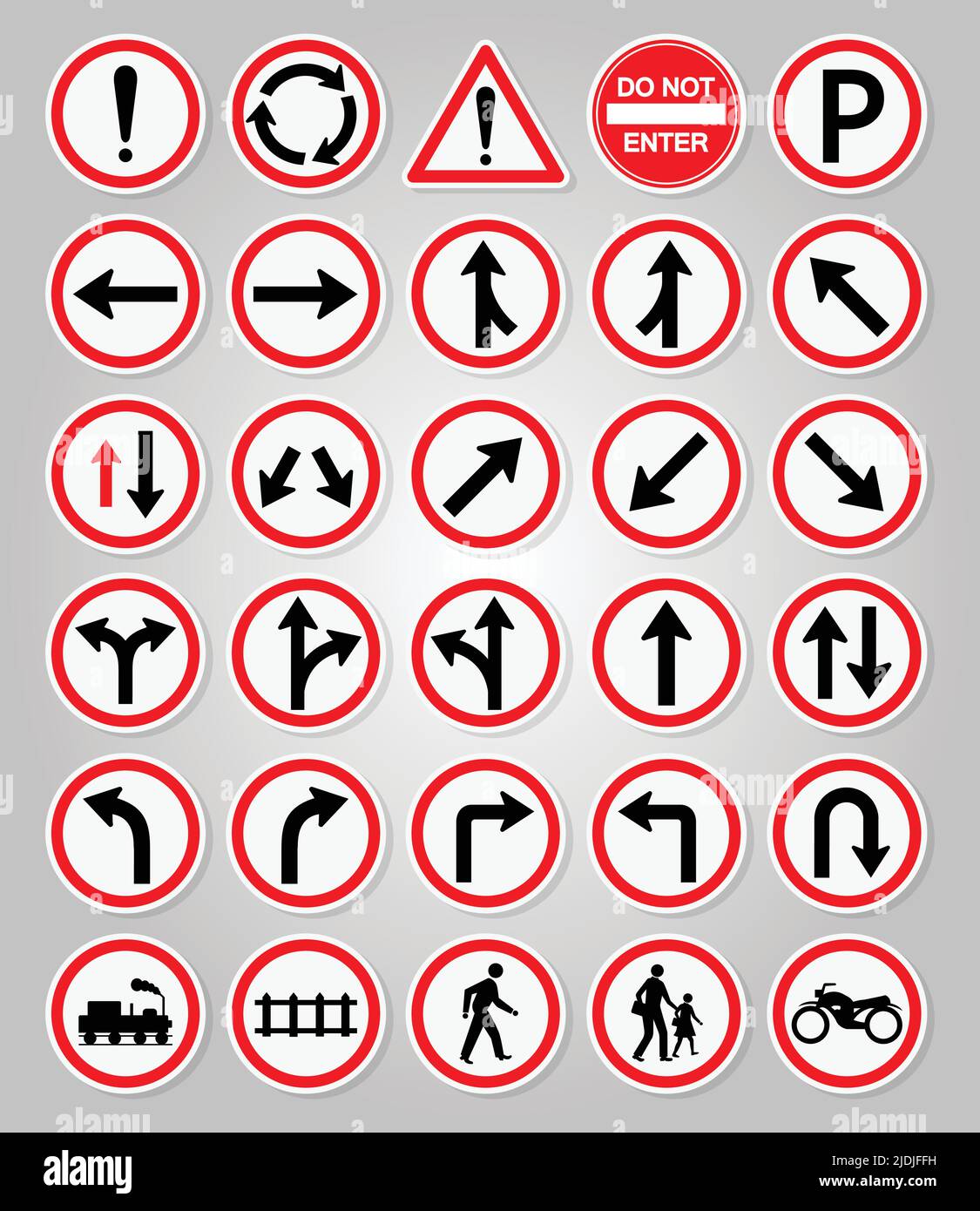 Set Traffic Signs,Prohibition,Warning Red circle Symbol Sign Isolate on ...