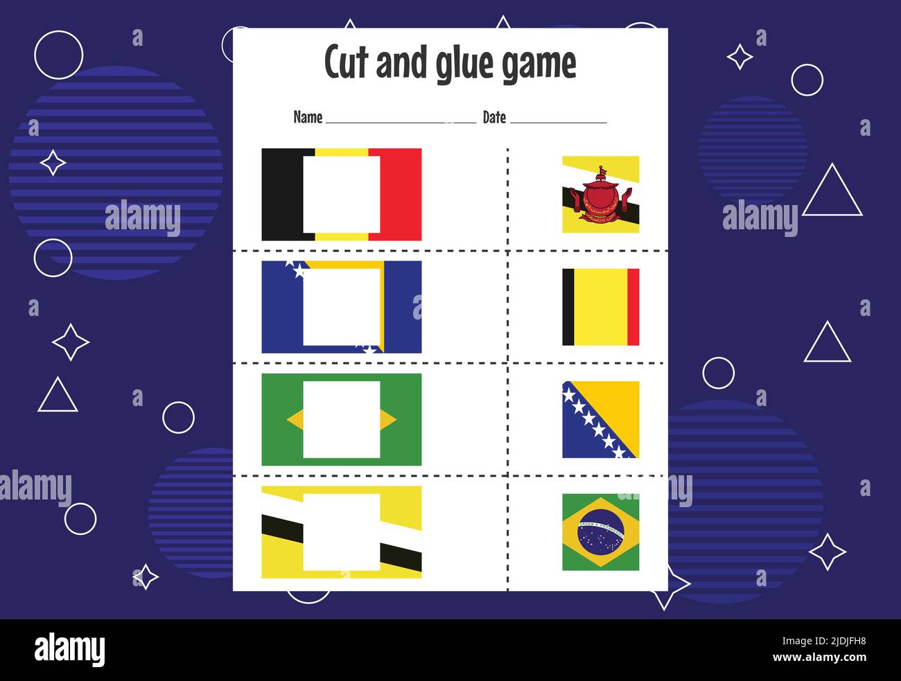 Cut and glue game for kids with country flag. Cutting practice for ...