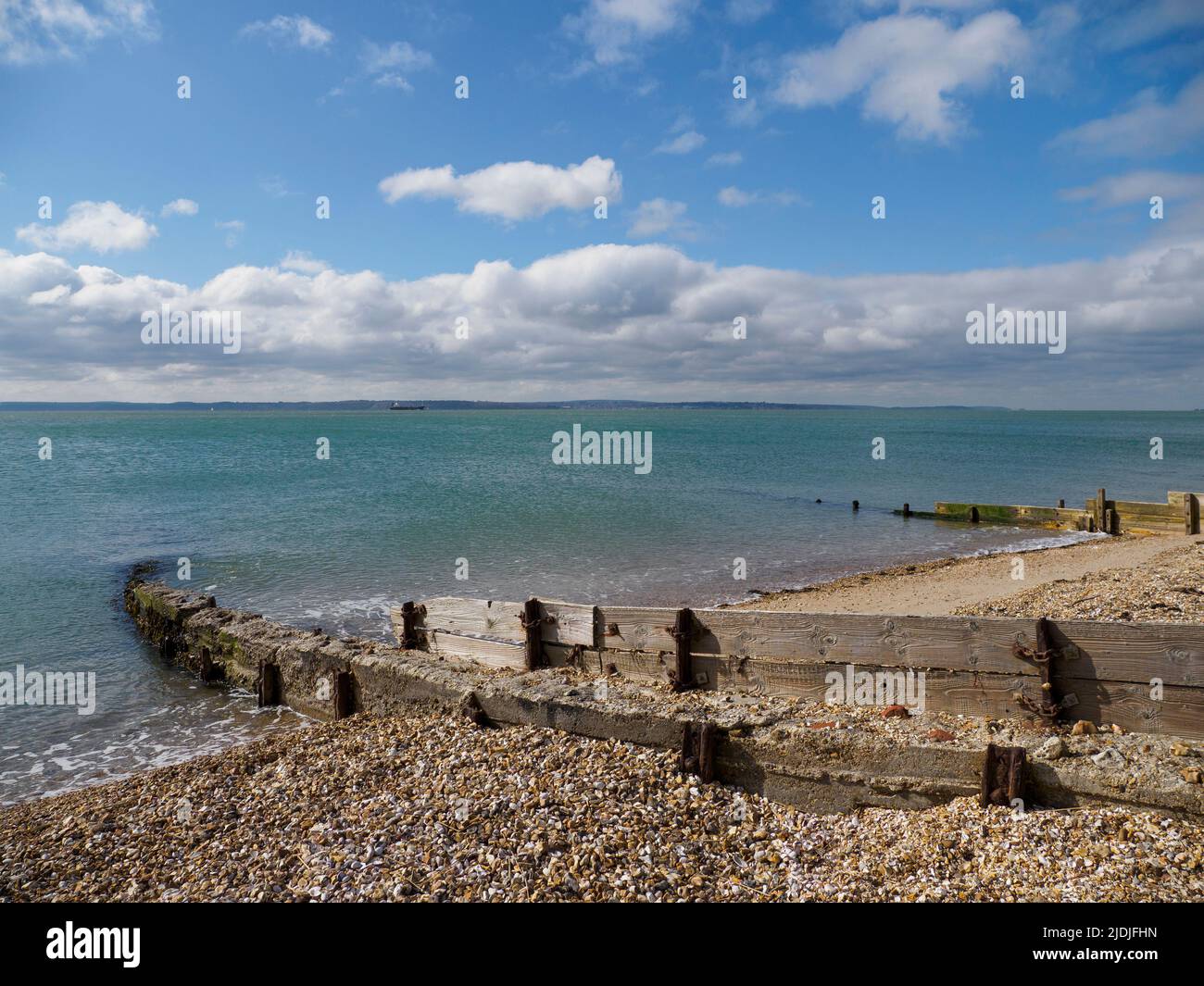 Wood groyne built on top of an older concrete one to increase the ...
