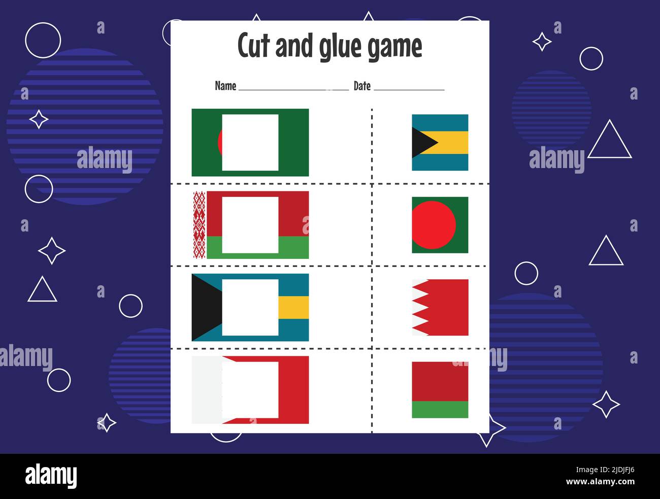 Cut and glue game for kids with country flag. Cutting practice for ...