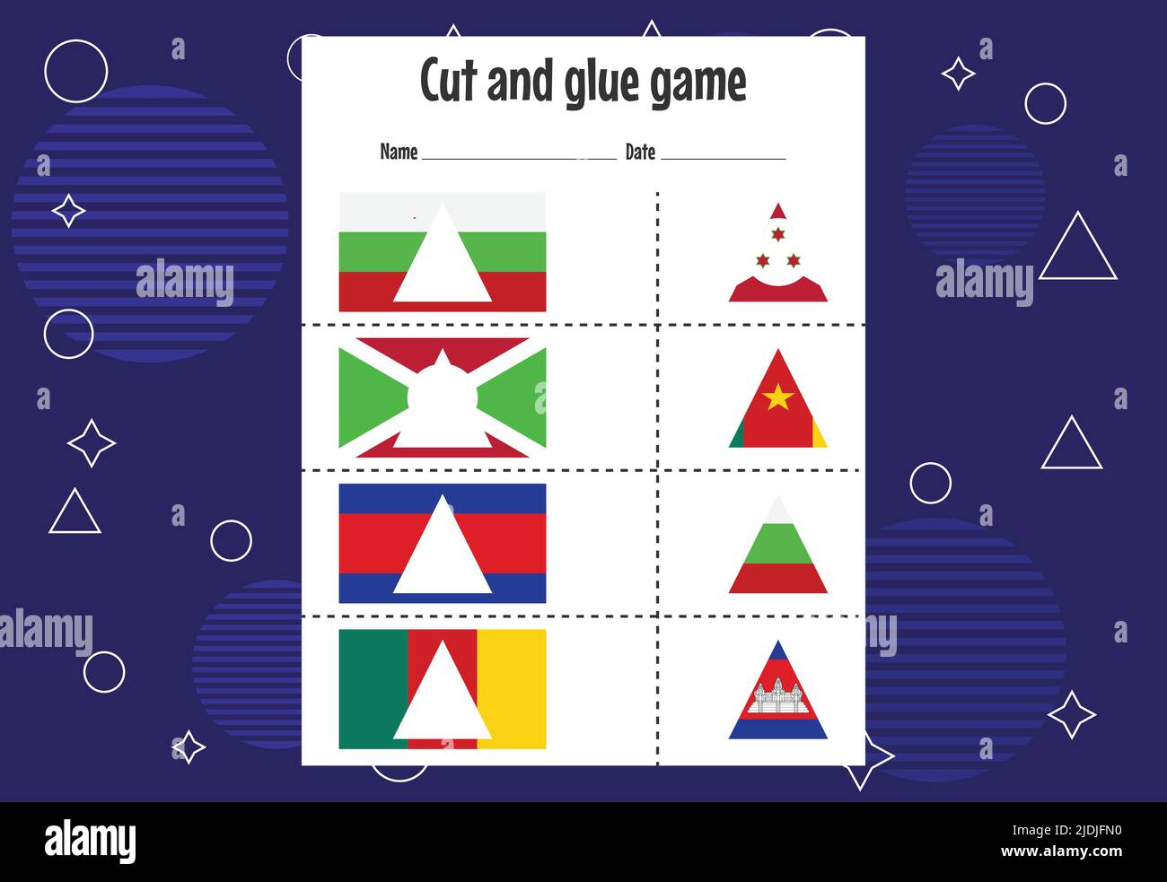 Cut and glue game for kids with country flag. Cutting practice for ...