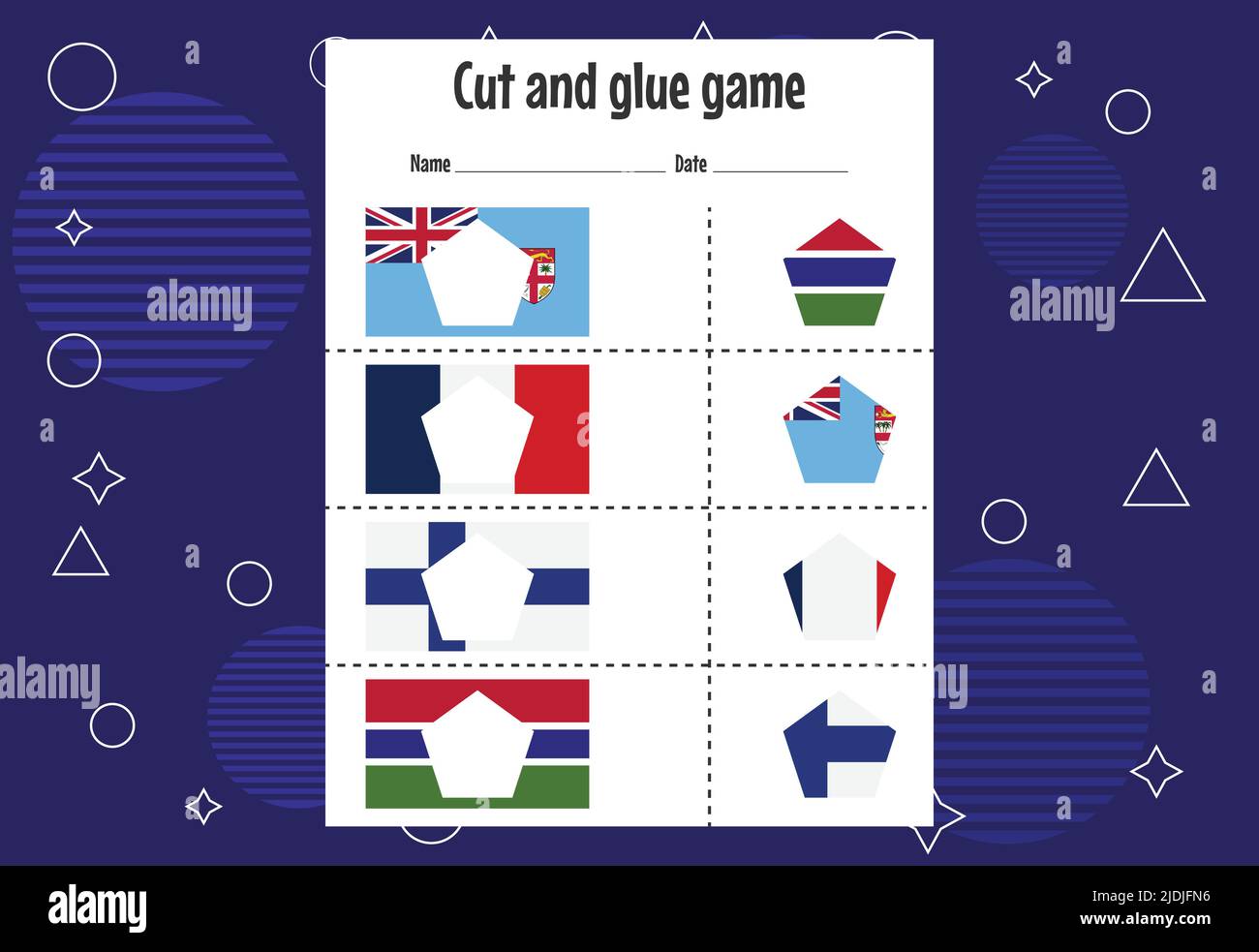 Cut and glue game for kids with country flag. Cutting practice for ...