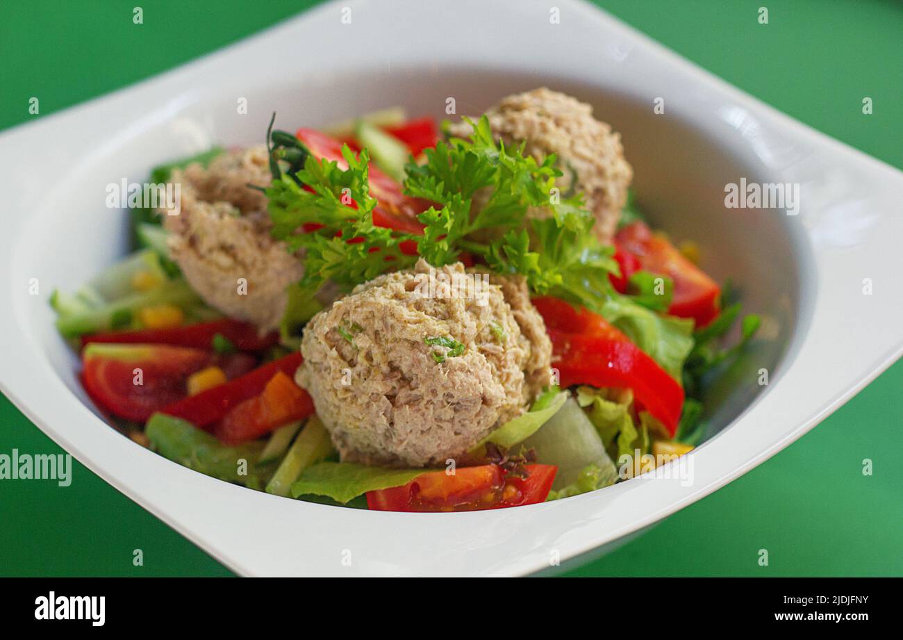 Tuna Fish Salad With Tomatoes Stock Photo - Alamy