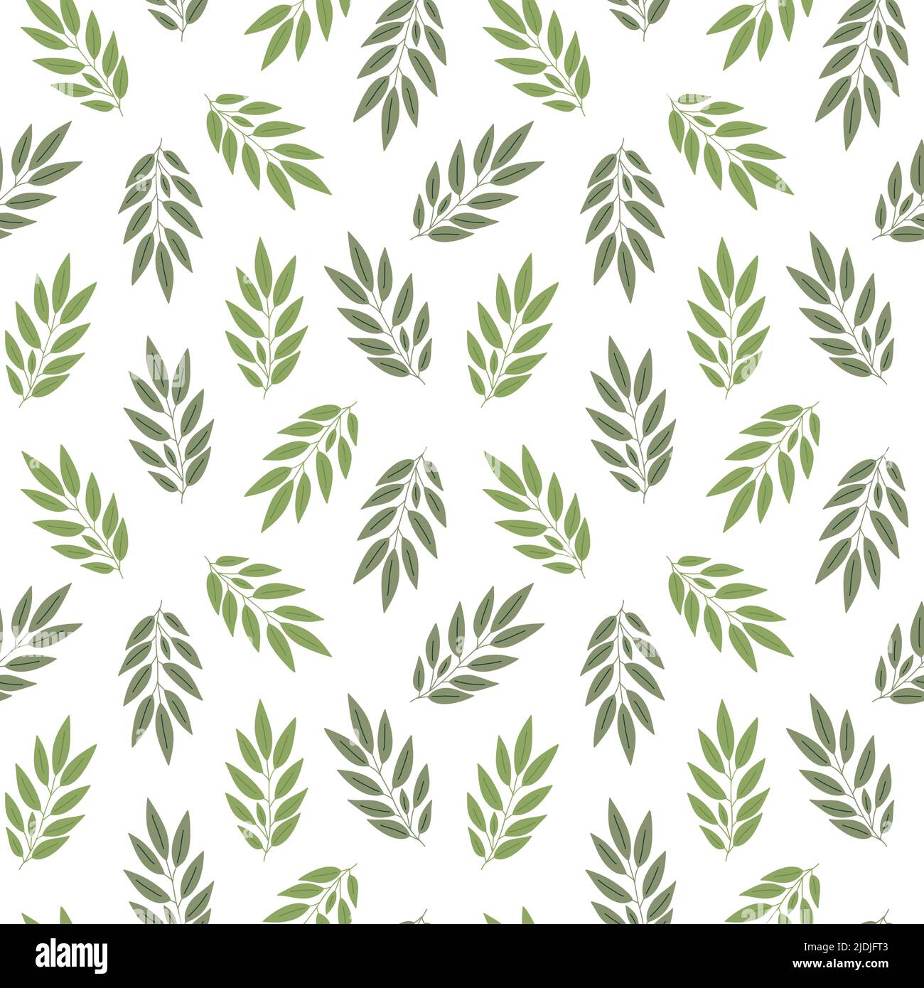 Green leaves seamless pattern vector illustration, repeat ornament for ...
