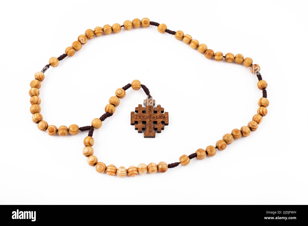 Traditional wooden christian holy religious rosary isolated on white ...