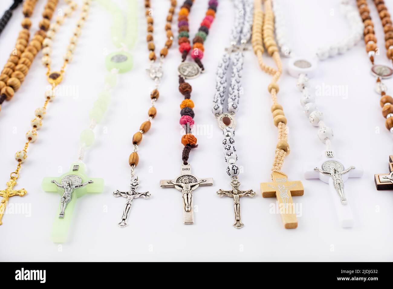 Set of traditional christian holy religious symbol rosary necklace ...