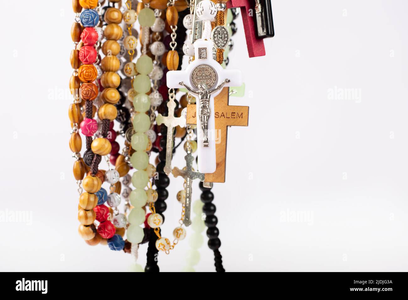 Set of traditional christian holy religious symbol rosary necklace ...