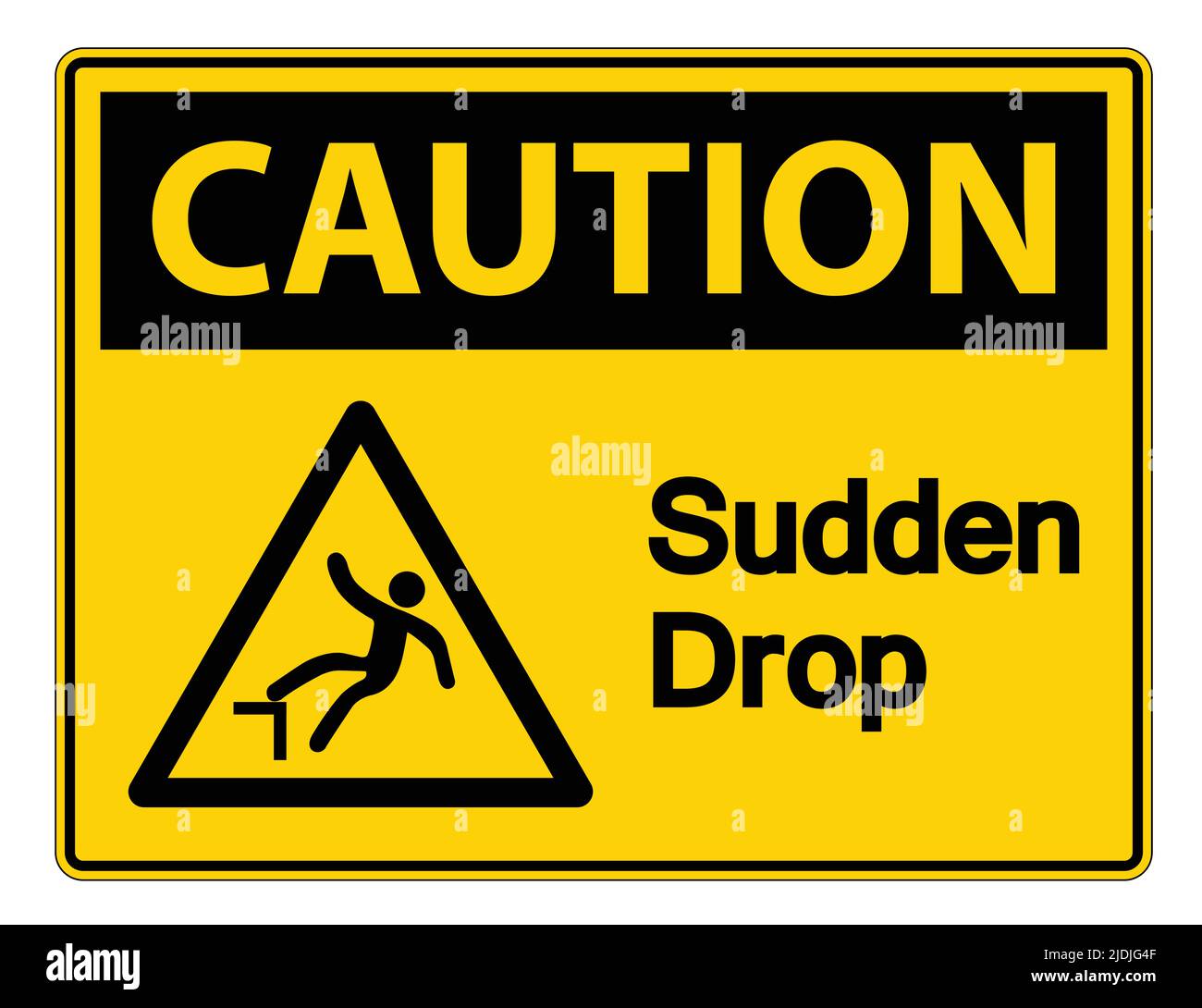 Caution Sudden Drop Symbol Sign On White Background,vector illustration ...