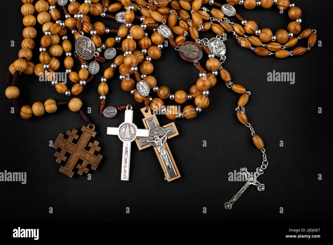 Set of traditional christian holy religious symbol rosary necklace ...