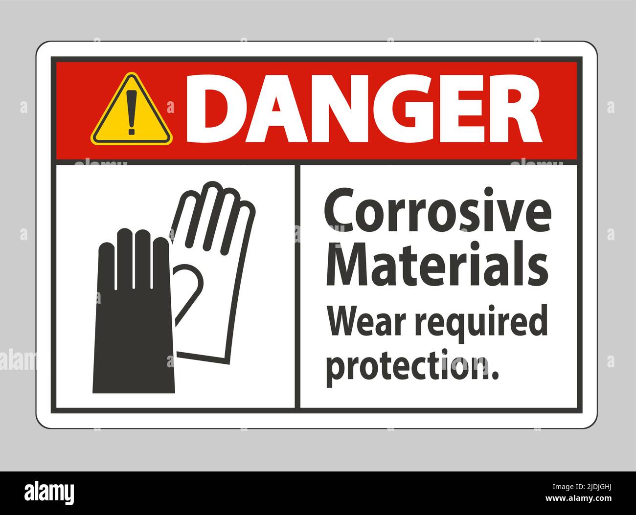 Danger Sign Corrosive Materials, Wear Required Protection Stock Vector ...