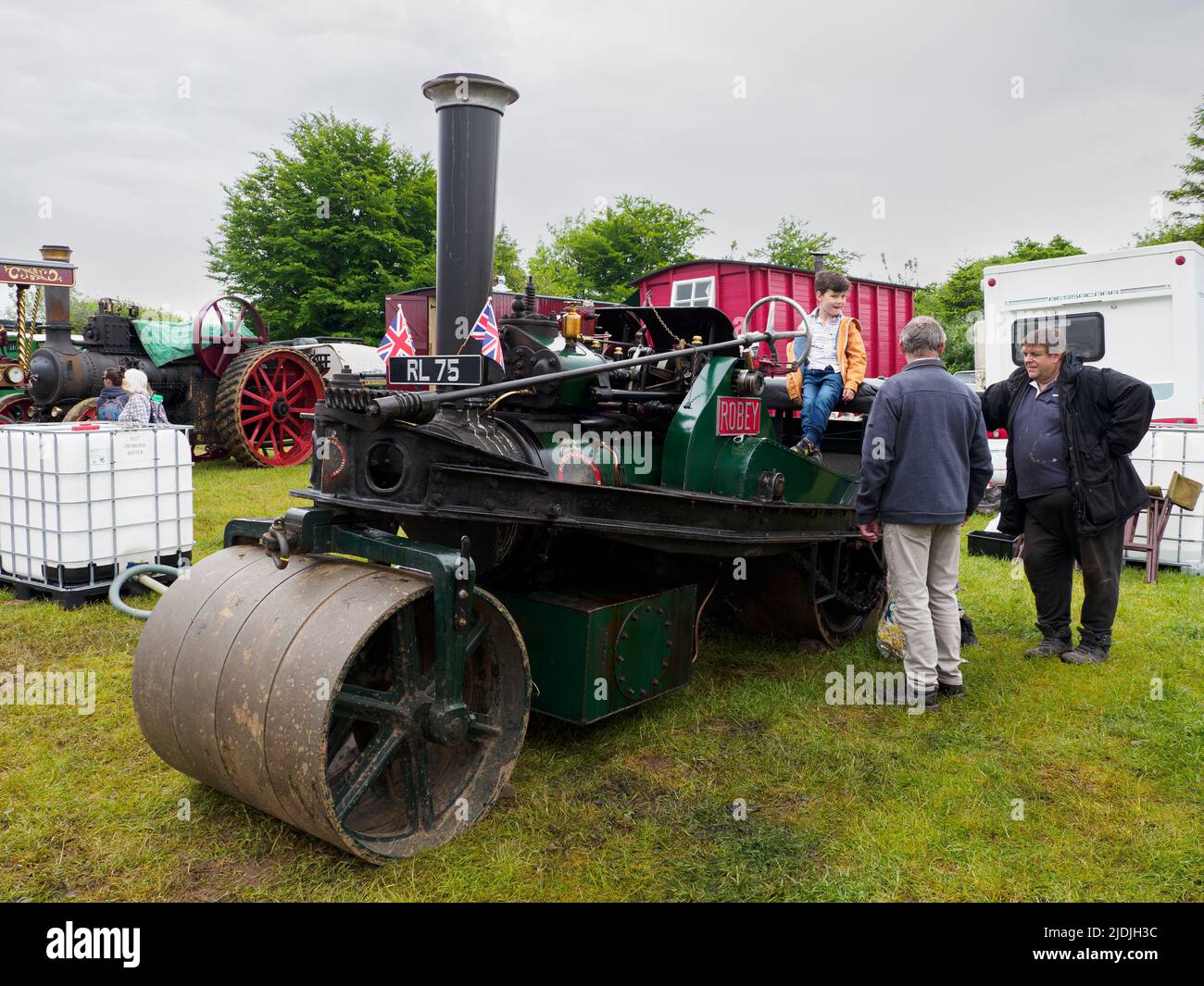 Young boy sat on The Robey a tandem road roller at the Launceston Steam ...