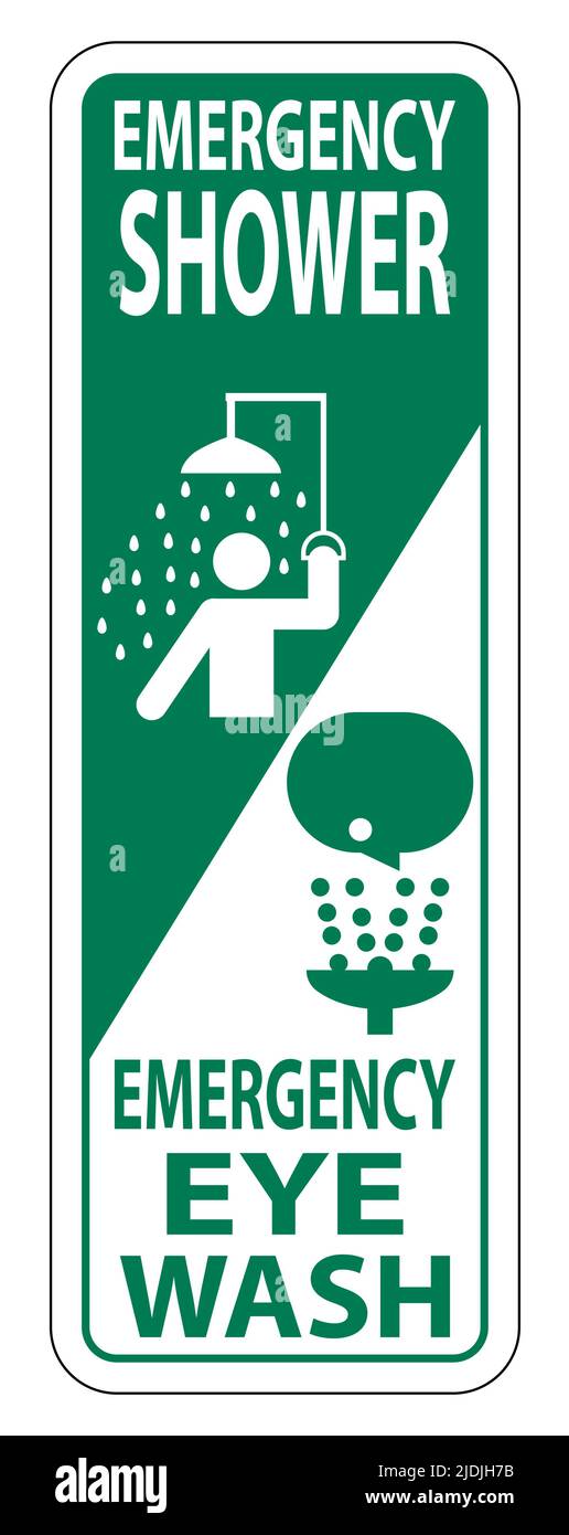 Emergency Shower,Eye Wash Sign Isolate On White Background,Vector ...