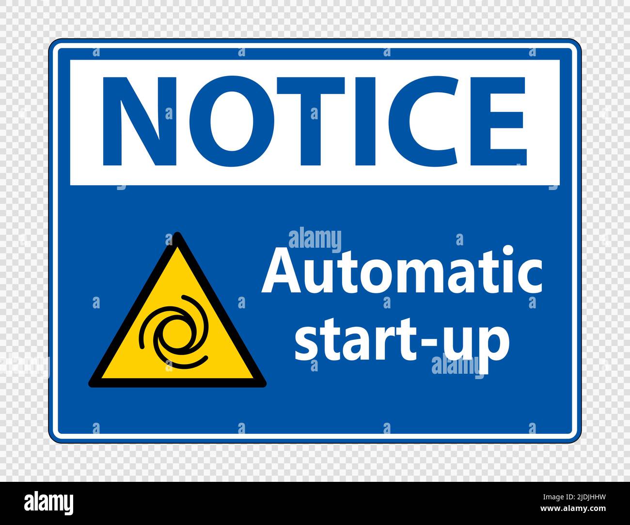 Notice automatic start-up sign on transparent background,vector ...