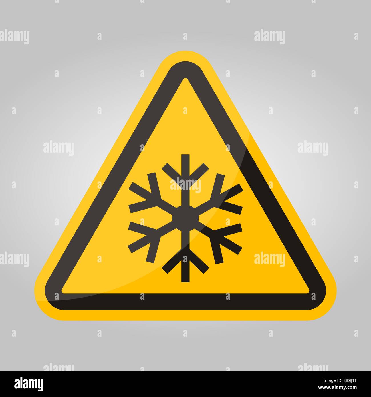 triangle warning sign with snowflake symbol Isolate On White Background ...