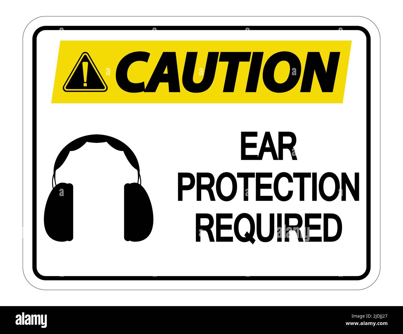 Caution Ear Protection Required Wall Sign on white background,vector ...