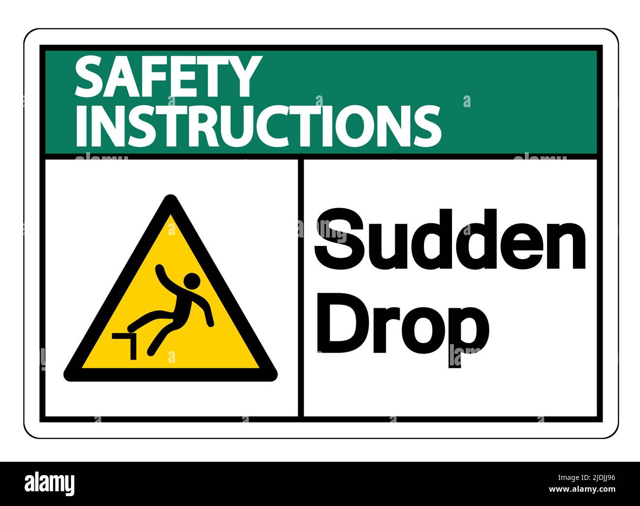 Safety instructions Sudden Drop Symbol Sign On White Background,Vector ...