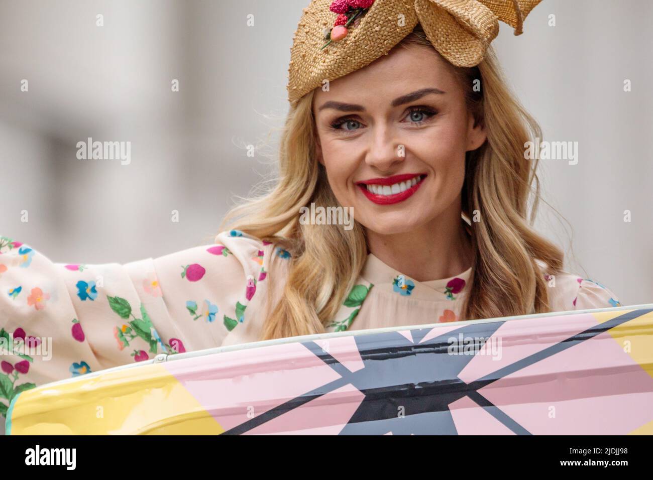Opera singer, Katherine Jenkins on board the 1950s bus, one of 7 for ...